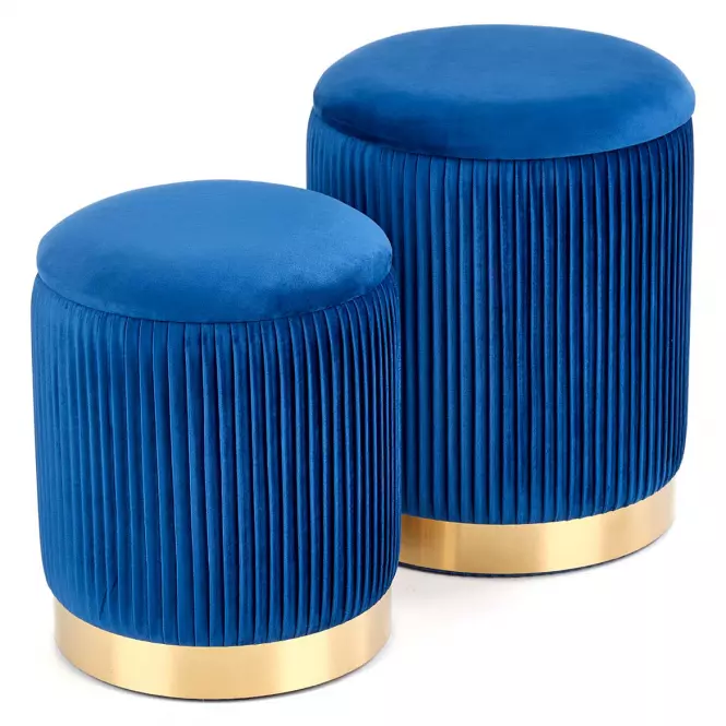 Taburetka 2 ks Monty námornícka modrá/zlatý / Merkury Market