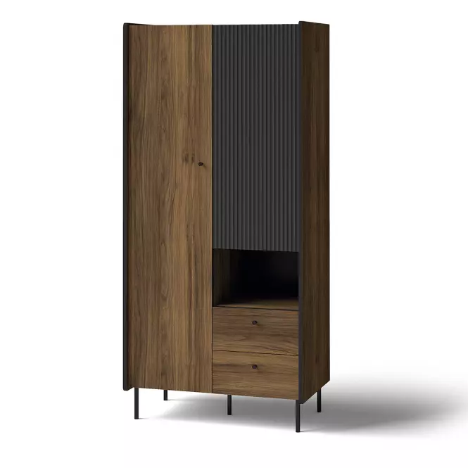 Skriňa Prestigo P1 2d2s Orech War/San Seb/Black Matt / Merkury Market