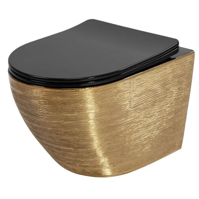 Závesná WC misa Carlo Mini Tornado Gold Brush / Merkury Market