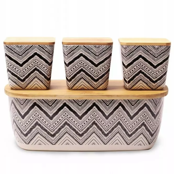 Chlebník s bambusovým krytom + 3 dózy / Merkury Market
